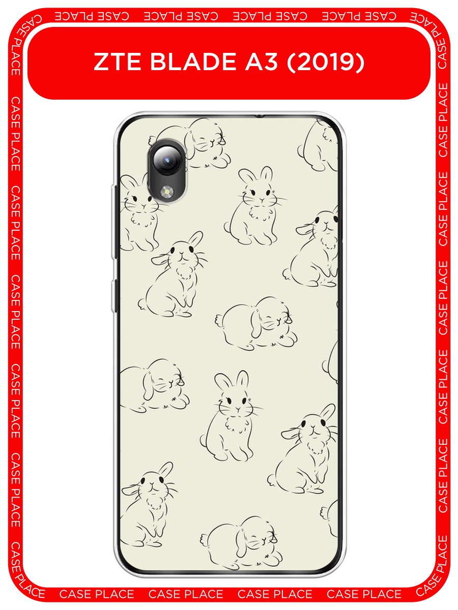 Чехол на ZTE Blade L8/A3 (2019)/A31 lite / ЗТЕ Блэйд L8/A3/A31 Лайт с принтом Кролики паттерн 1