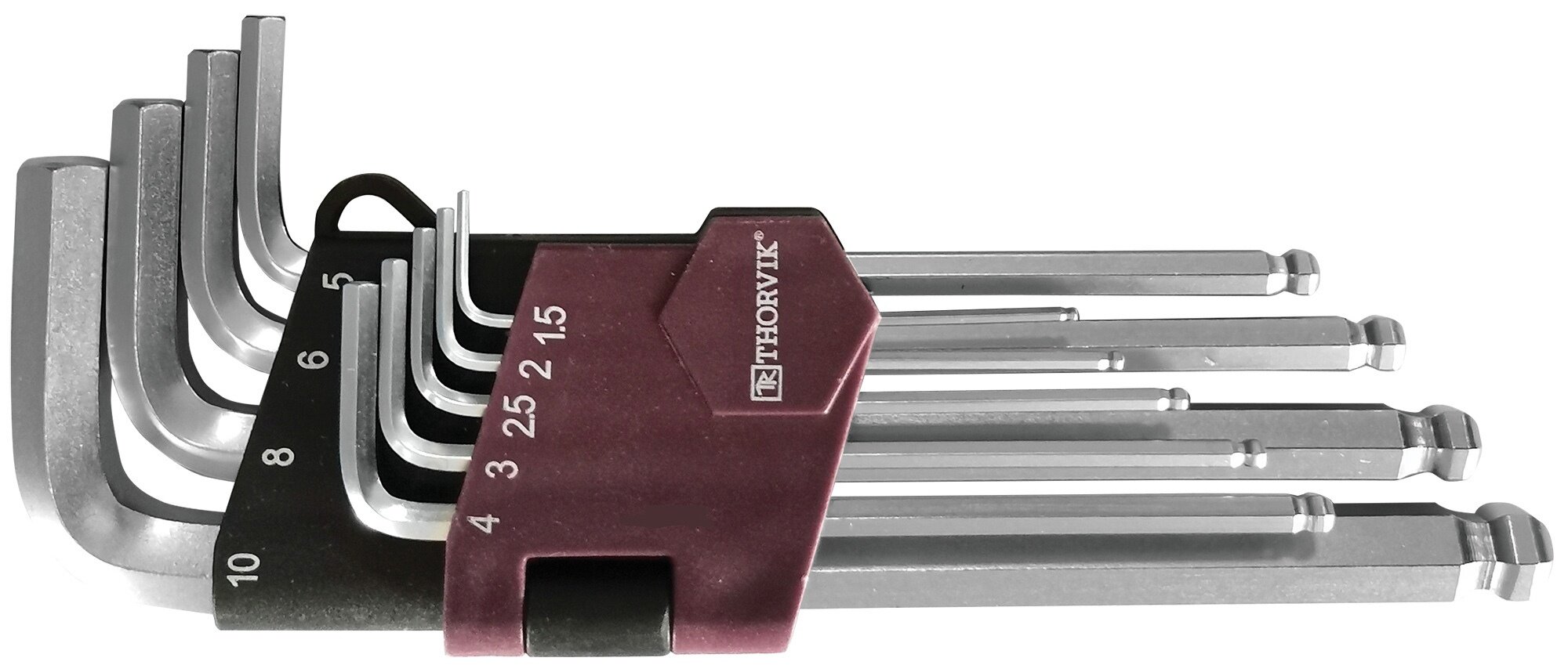 Набор ключей торцевых шестигранных с шаром, H1.5-H10, 9 предметов Thorvik