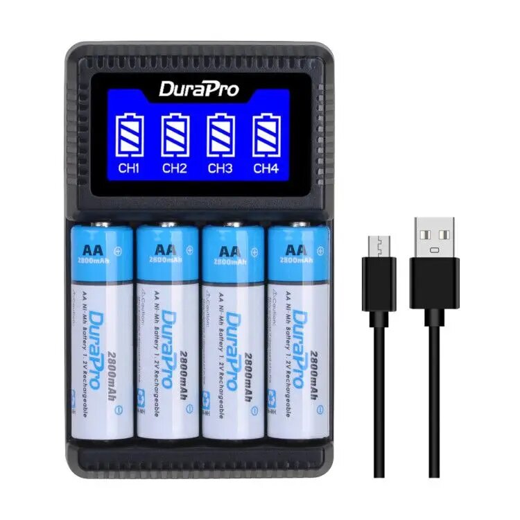 DuraPro набор аккумуляторов AA AAA Ni-MH с зарядным устройством 4 AA and Charger