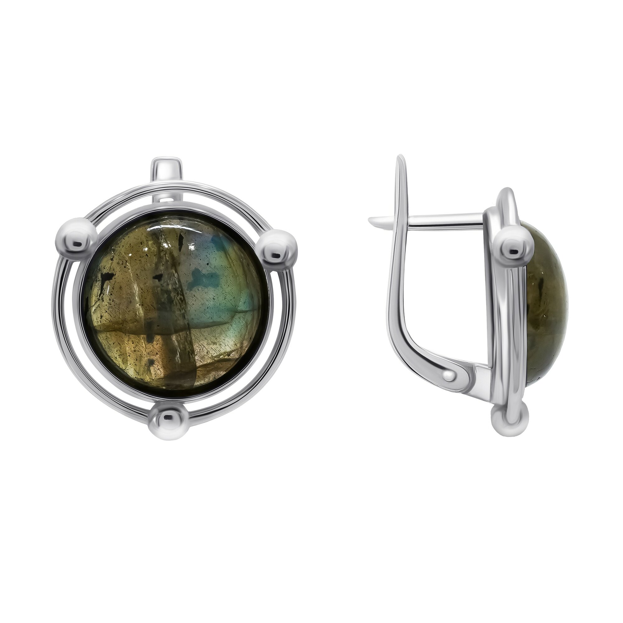 Серьги, серебро, 925 проба, лабрадорит