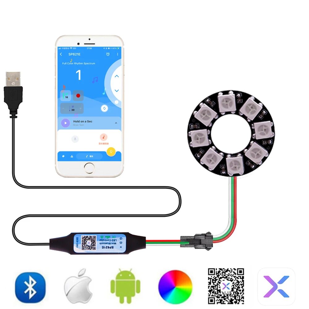 Светодиодное пиксельное кольцо TNALANT RGB 5V