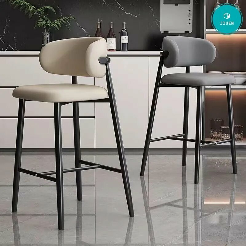 Барный стул, белый, искусственная кожа, углеродистая сталь, 52 см x 48 см x 88 см