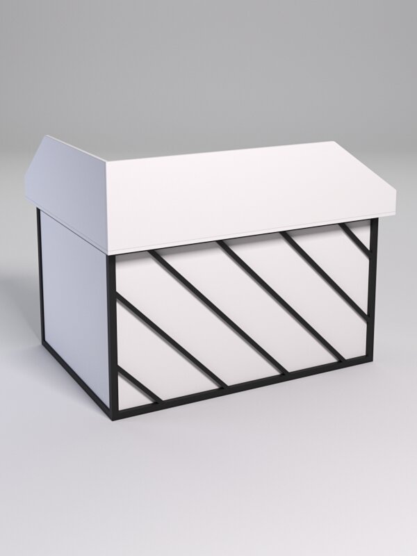 Стол эргономичный офисный СЭ-14А (правосторонний) с экраном "стронг" в стиле лофт декор №2, Белый