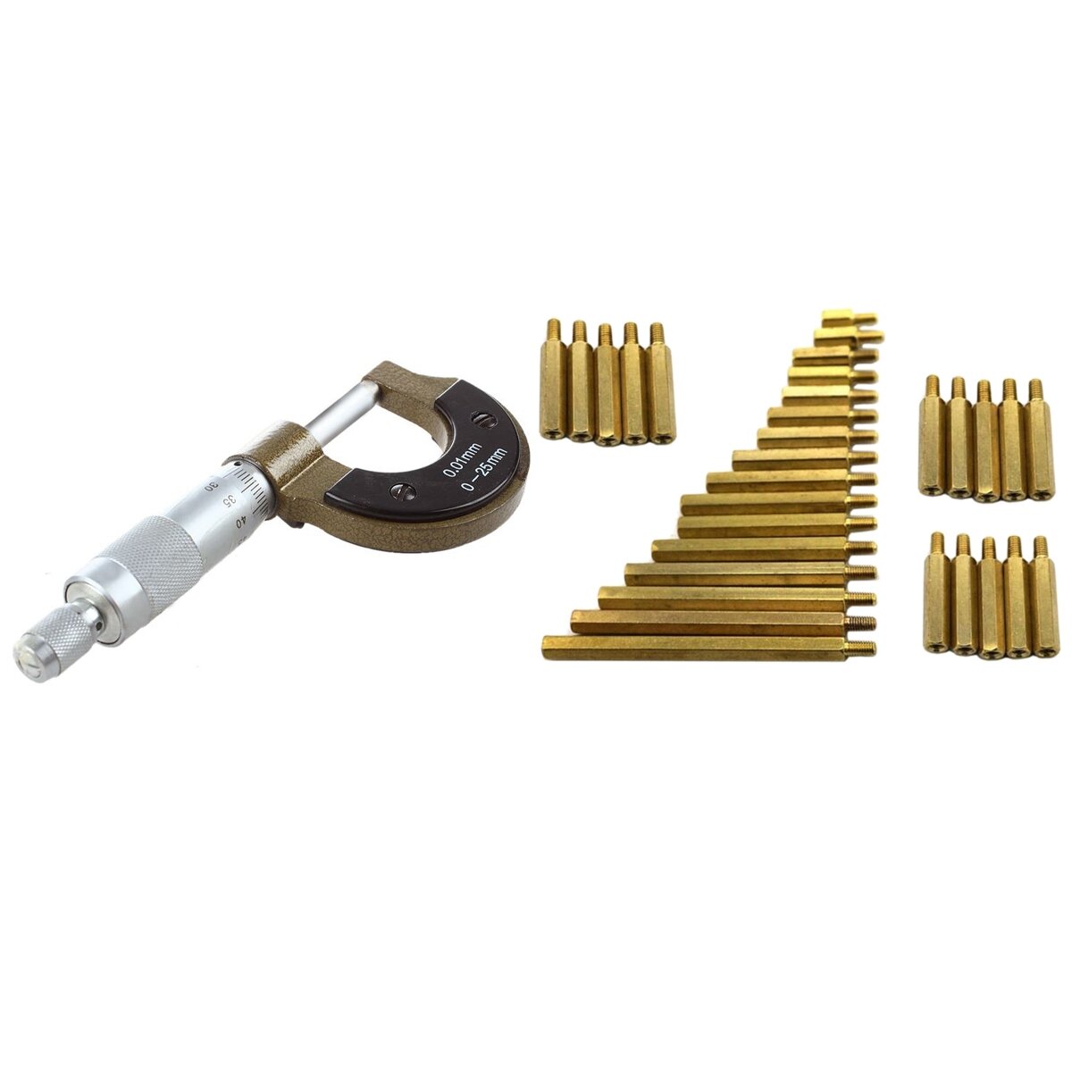 Комплект микрометрических винтов для измерения толщины и 1 комплект гаек для шестигранной опоры колонны M3