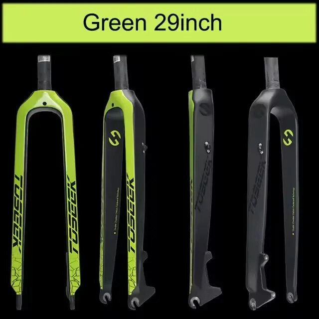 TOSEEK T800 карбоновая жесткая вилка для горного велосипеда Зеленый, Green - 29er