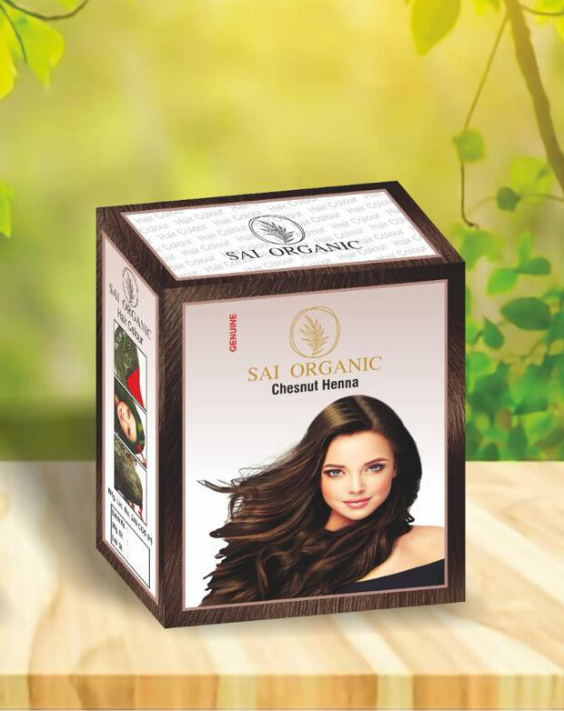 CHESTNUT Henna, Sai Organic (каштановая хна для волос, Саи Органик), 6 пакетиков по 10 г.