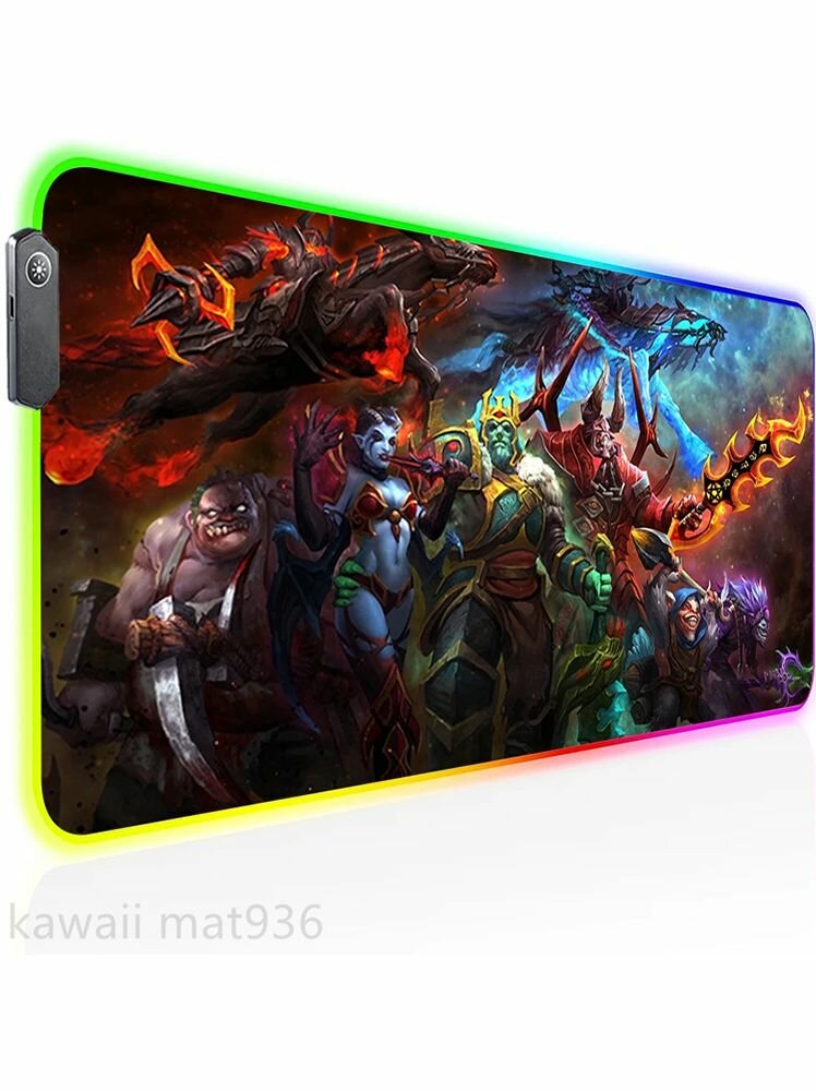 RGB LED Аниме-мультяшная онлайн-игра Dota 2, коврик для клавиатуры и мыши, размер 40x90xxl