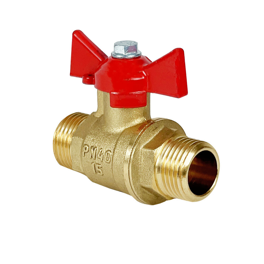 Кран шаровый латунный 1/2 (наруж.-наруж.) DELTA PRO, ручка-бабочка Valfex