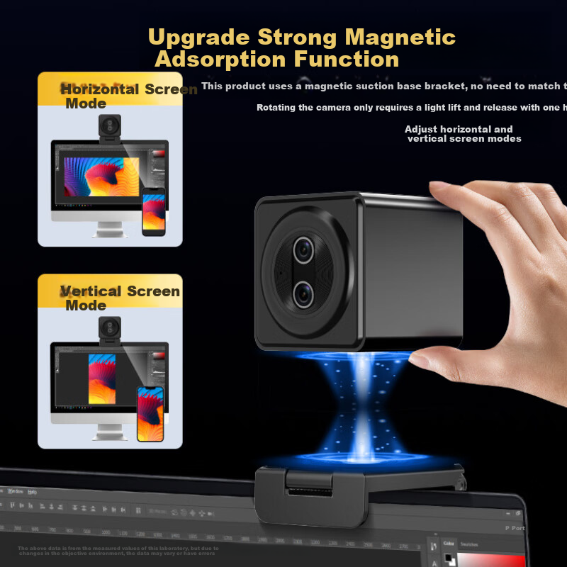 Stiger Metal Magnetic 4K Computer Live Streaming Camera with Dual 20x Zoom, Horizontal and Vertical Screen, Built-in Microphone, High Definition USB External TV Desktop Notebook for Live Streaming Mee