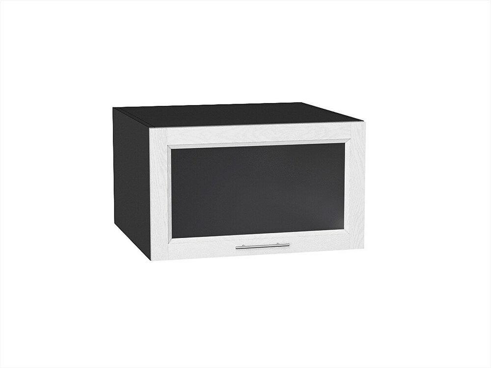 VVT Шкаф верхний горизонтальный остекленный глубокий Сканди Graphite, White Softwood, 600 В*Ш*Г 358*600*576, фасад МДФ/Стекло White Softwood, корпус Graphite White Softwood