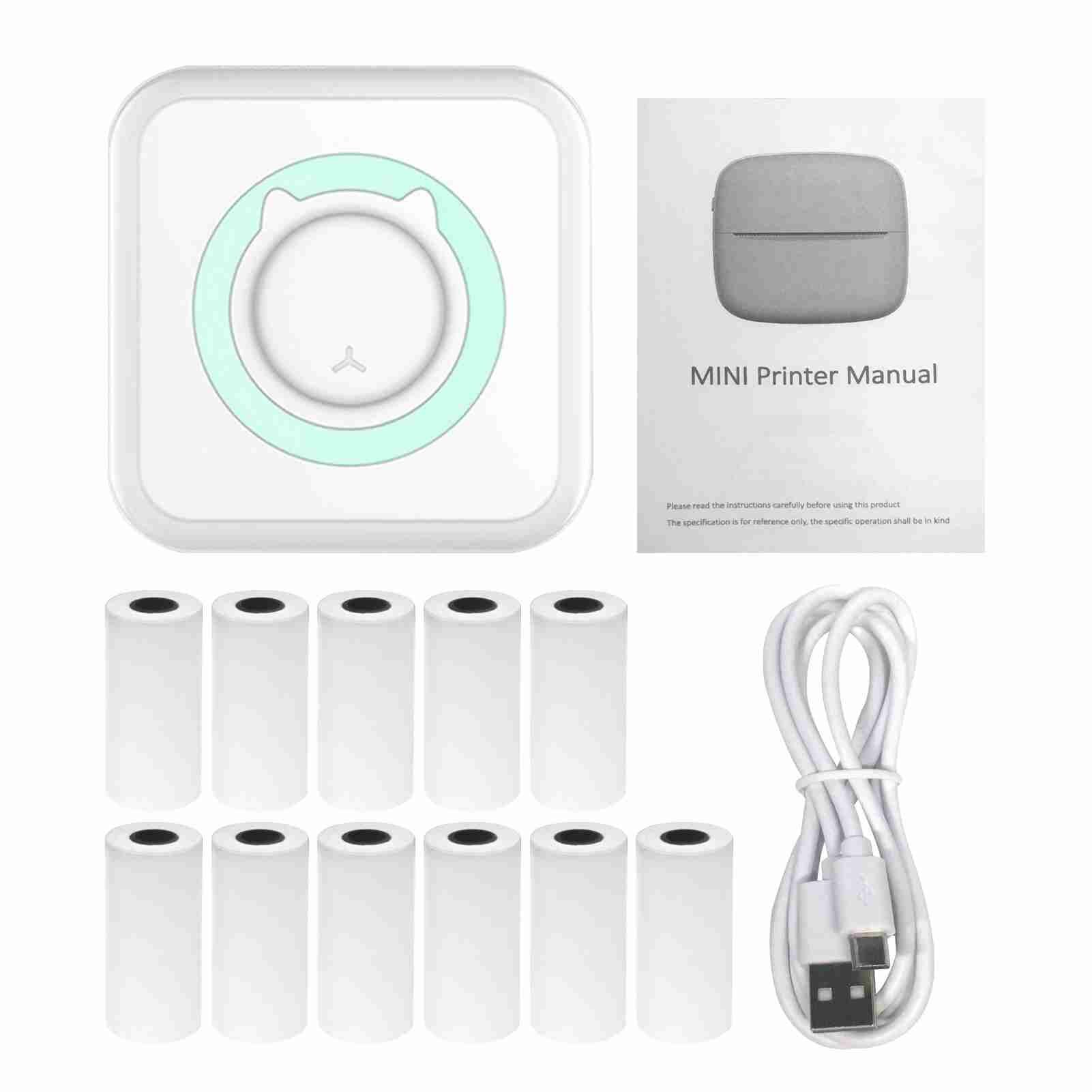 All-in-one Photo Printer Multifunction Portable Wireless Instant Mini Support BT Connection for Smartphone with 11 Paper Rolls 57mm Compatible iOS Android