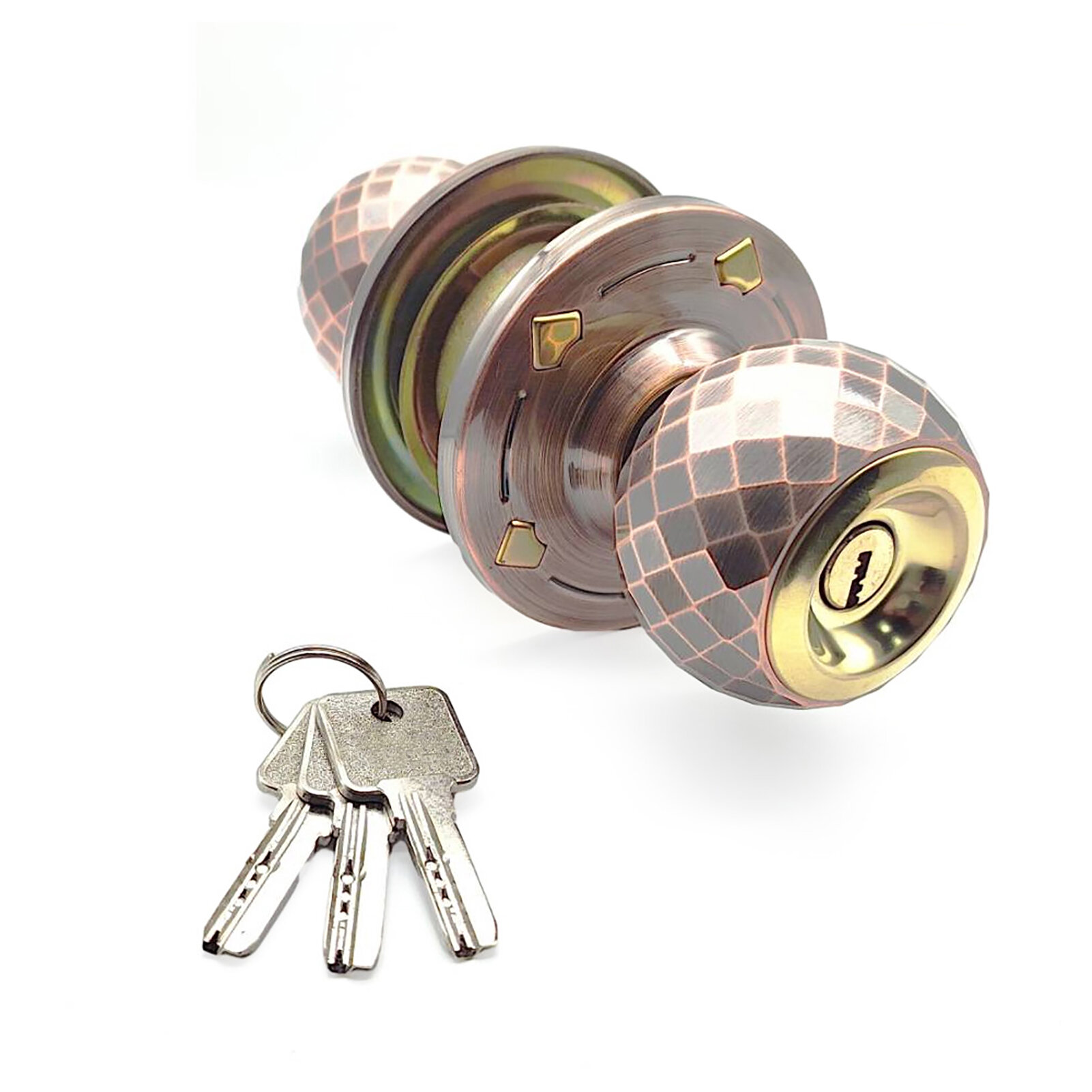 Прочная ручка из алюминиевого сплава с шариковым замком и тремя ключами, зеркальная отделка для деревянных дверей спальни, ванной комнаты, класса, кладовой, простая установка