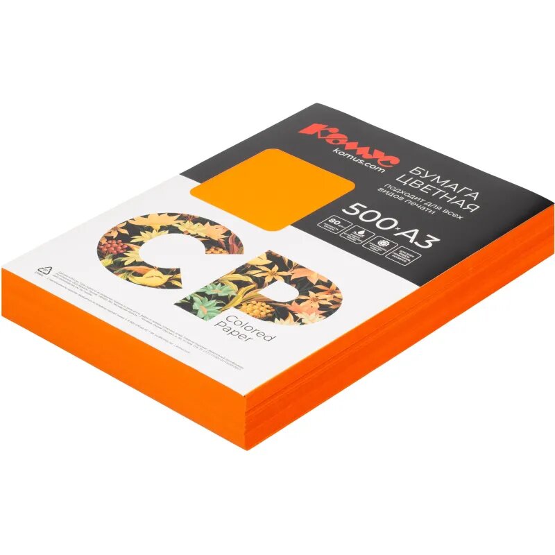 Бумага цветная Комус CP (А3,80г, оранжевый интенсив) пачка 500л 2010843