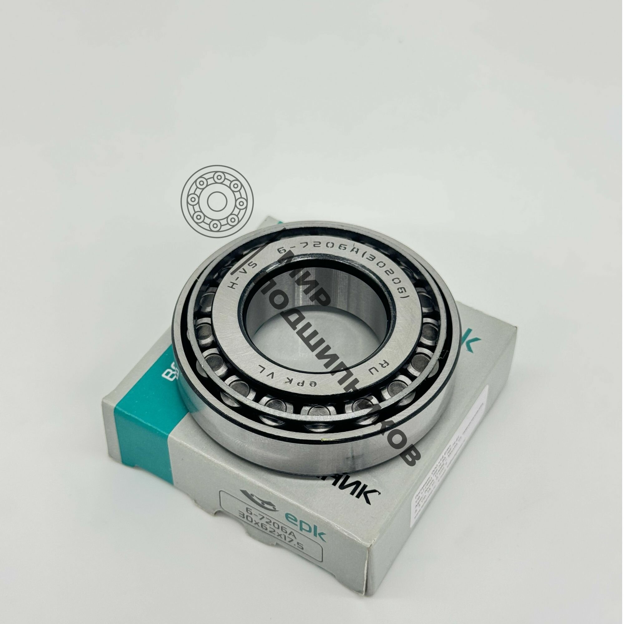 Подшипник роликовый 7206 аналог 30206 ( 30х62х17.5 ) Иж, Москвич (внутренняя опора передней ступицы), рулевое управление автобусов КАвЗ и ЛиАЗ