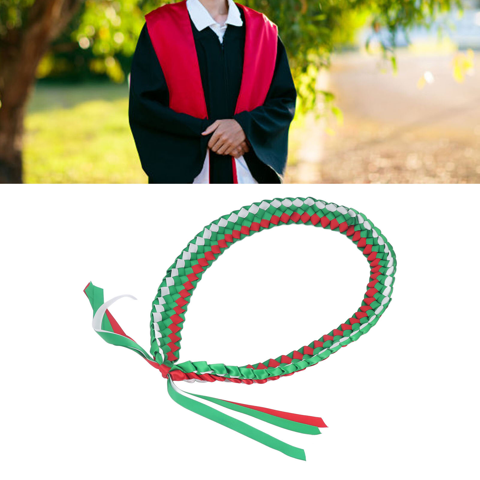 120 см выпускной ленты лей регулируемый ручной работы 4 пряди плетеное ожерелье для старшей школы средней школы мастер доктор зеленый красный белый зеленый