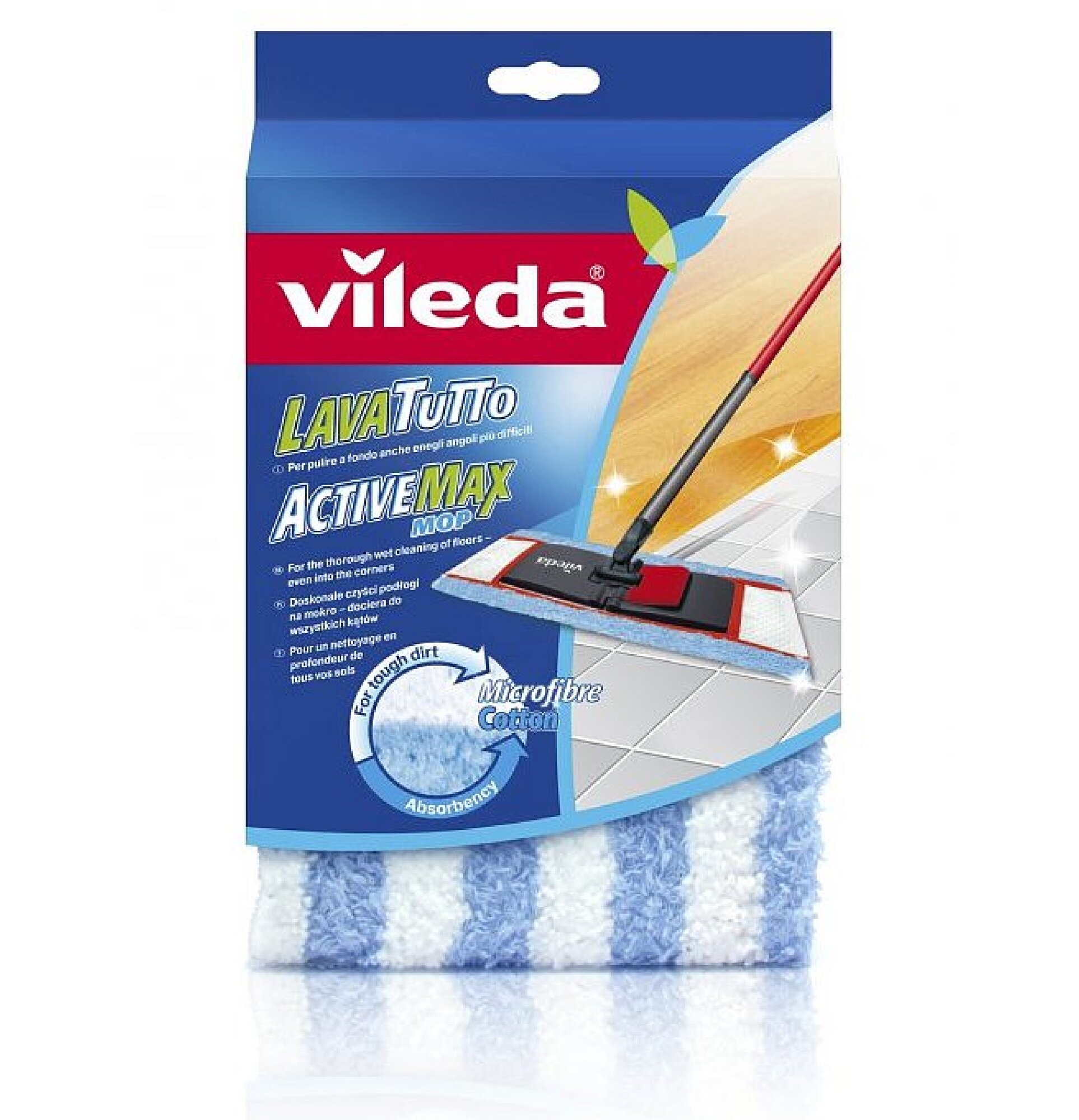 Насадка Vileda LAVATUTTO, для швабр ActiveMax, флаундер, микрофибра/хлопок