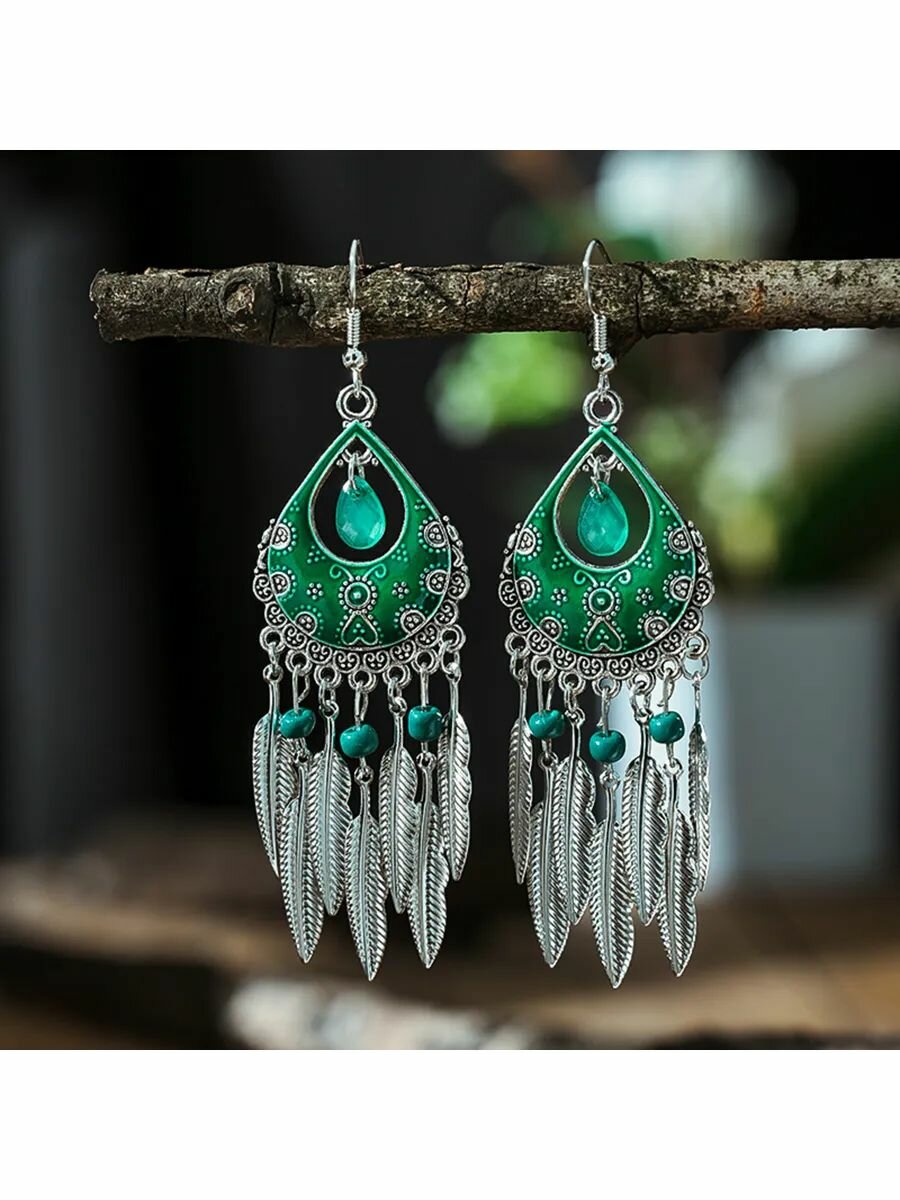 Серьги, эмаль, бирюза синтетическая