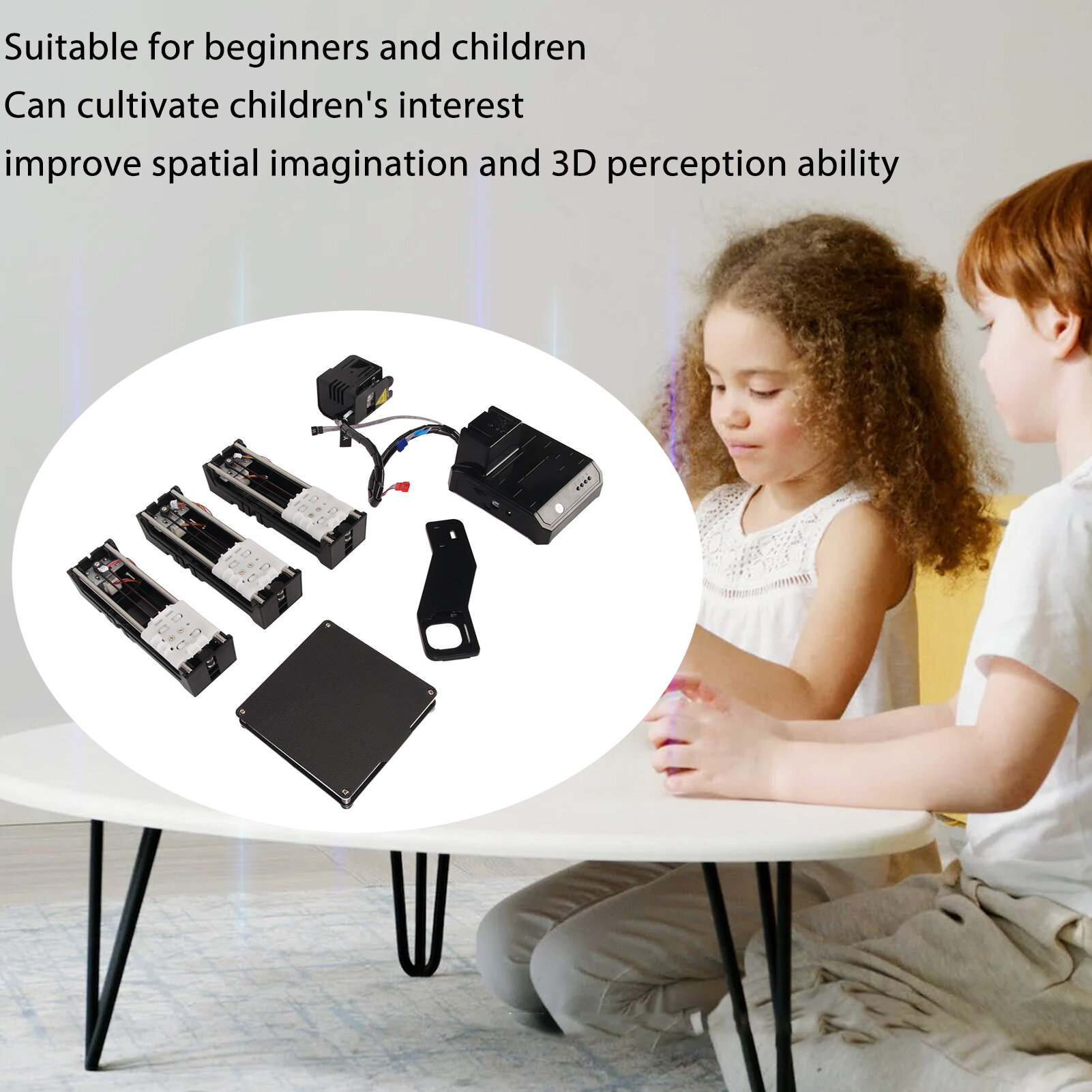 Мини-3D-принтер FDM для начинающих. Высокая точность печати. Равномерный нагрев. Объем печати. Мини-3D-принтер 4x4x4 дюйма, 100‑240 В, вилка европейского стандарта.