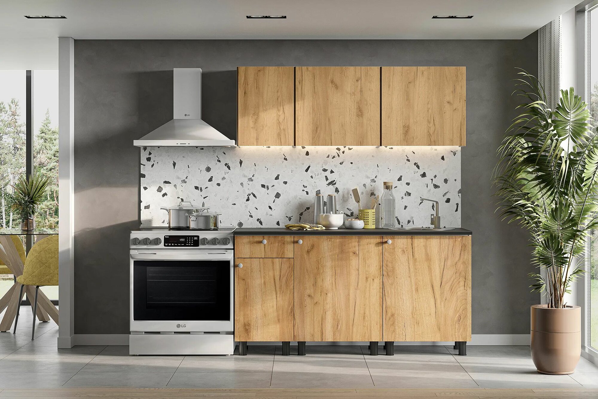 Кухня Леона 1.6 м дуб золотой