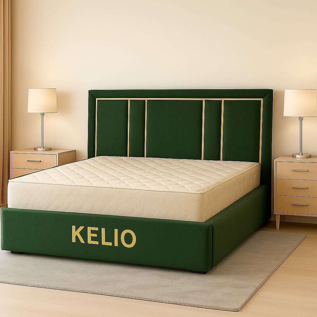 Кровать двуспальная 180х200 Luna ортопедическая, подъемный механизм, ящики для белья, темно-зеленый