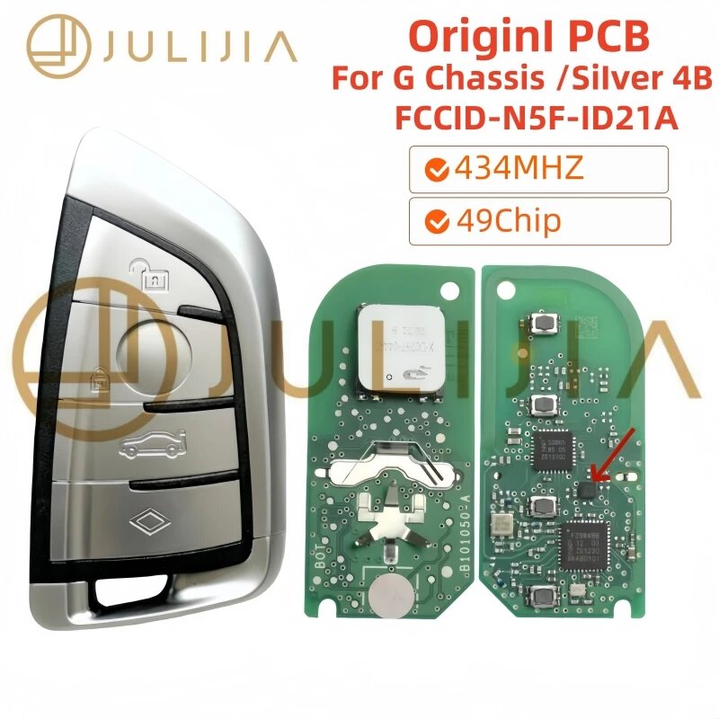 JULIJI AN5F-ID21A OriginalPCB ID49 434 МГц бесконтактный автомобильный дистанционный ключ для BMW G серии 3 5 6 7 X3 X5 X7 G01 G02 G08 G30 G31 G32 G38