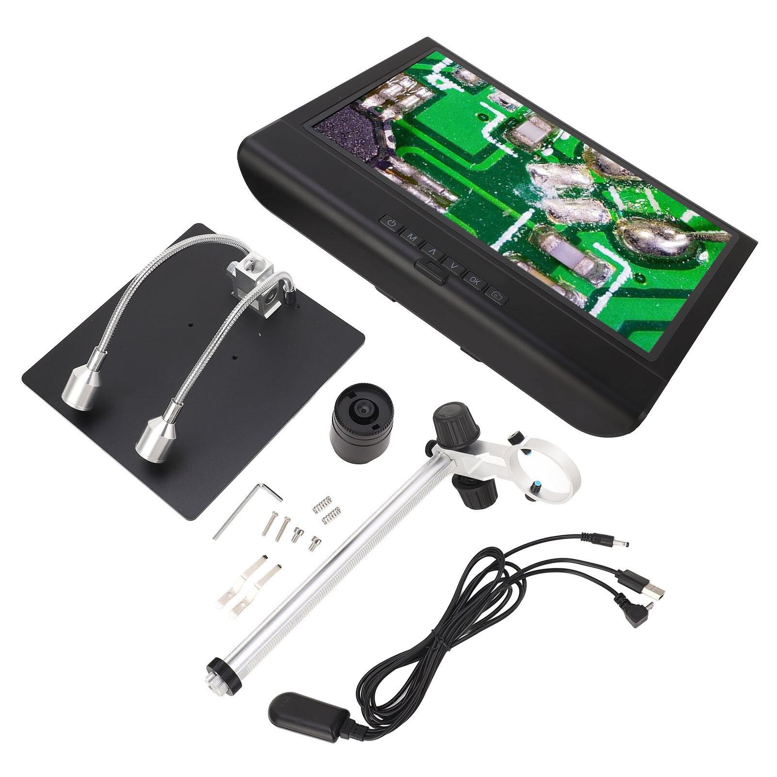 Цифровой микроскоп 10in 1080P для пайки SMD с LED подсветкой