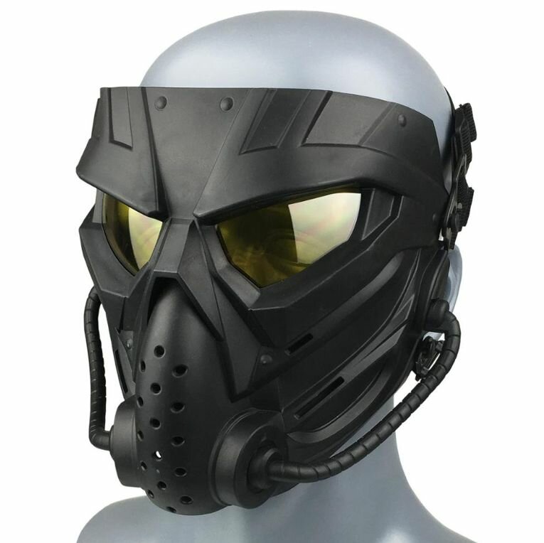 Маска защитная для пейнтбола, орбибола, гидробола (Черный/ желтый)