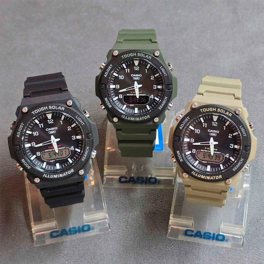 Наручные часы CASIO, хаки, зеленый, черный — фото 1