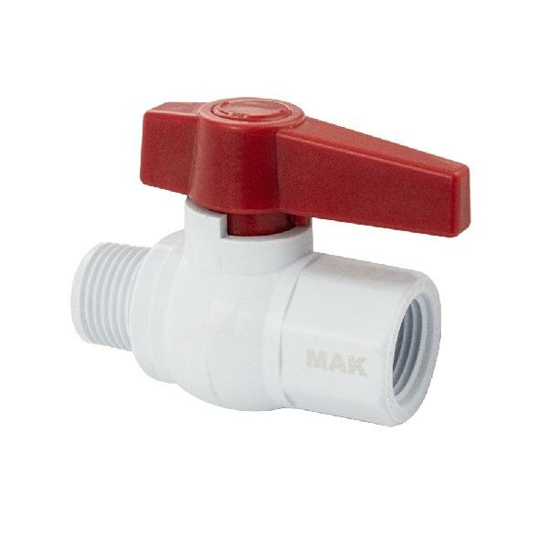 496 MAK Кран шаровой 11/4" г/ш бабочка полипропиленовый из АБС - пластика