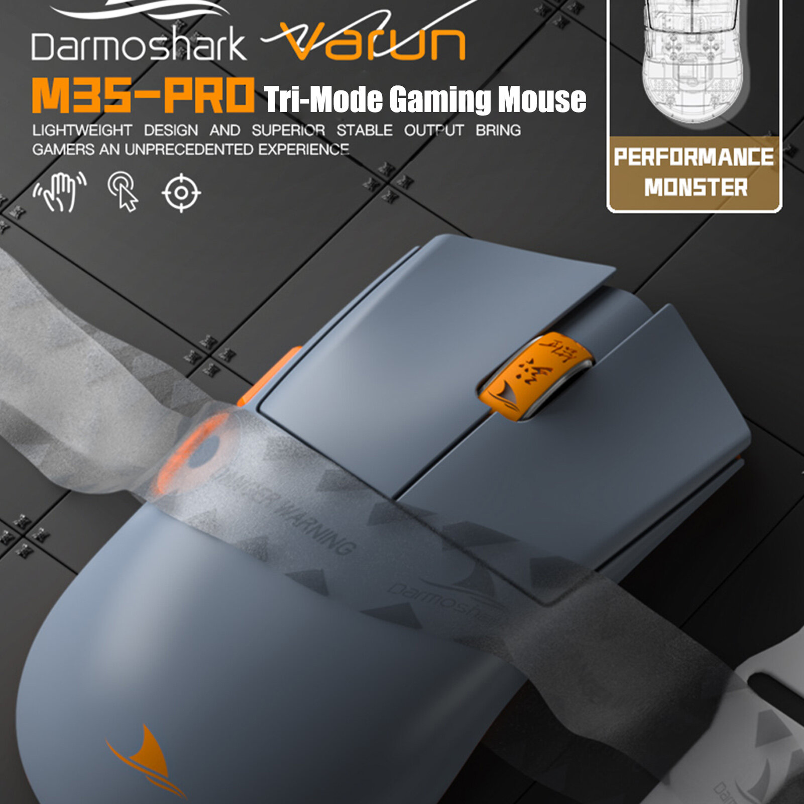 Игровая мышь Darmoshark M3S Pro, беспроводная (BT5.2/2.4G/проводная), 26000 DPI, перезаряжаемая