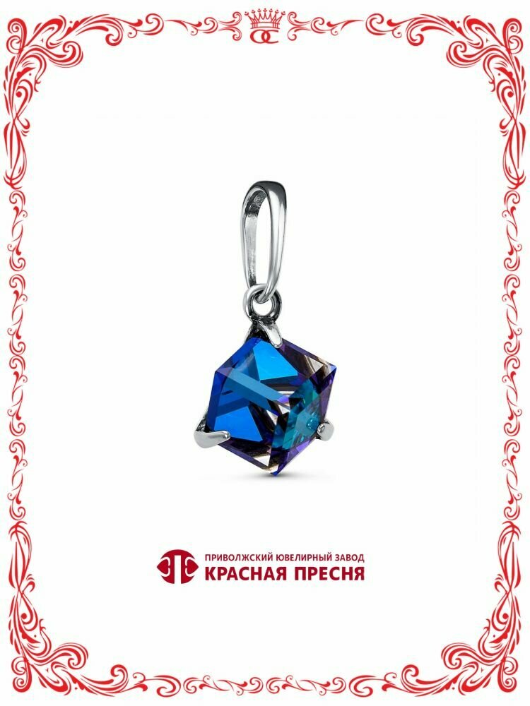 Подвеска, серебро, 925 проба, оксидирование, стекло