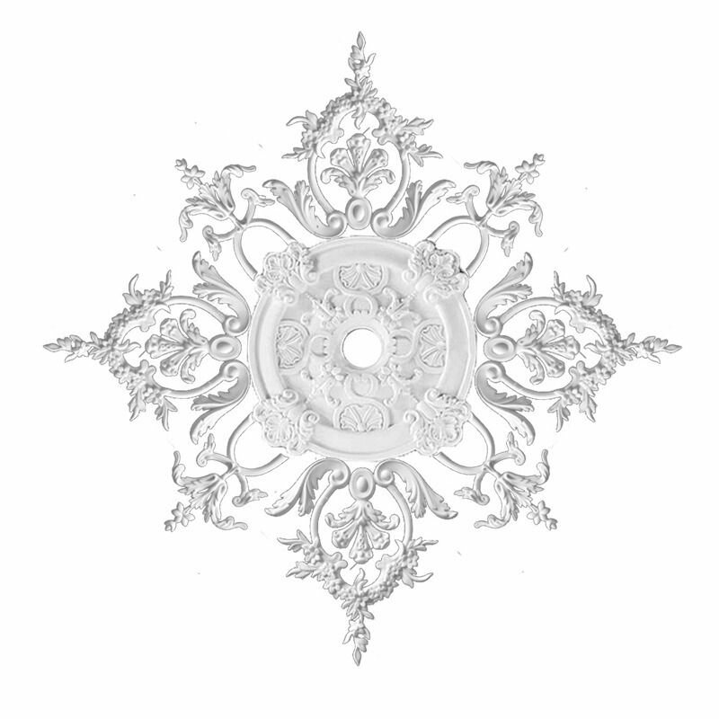 Декоративный медальон из полиуретана для интерьера, влагостойкий, белый, с рельефной резьбой
