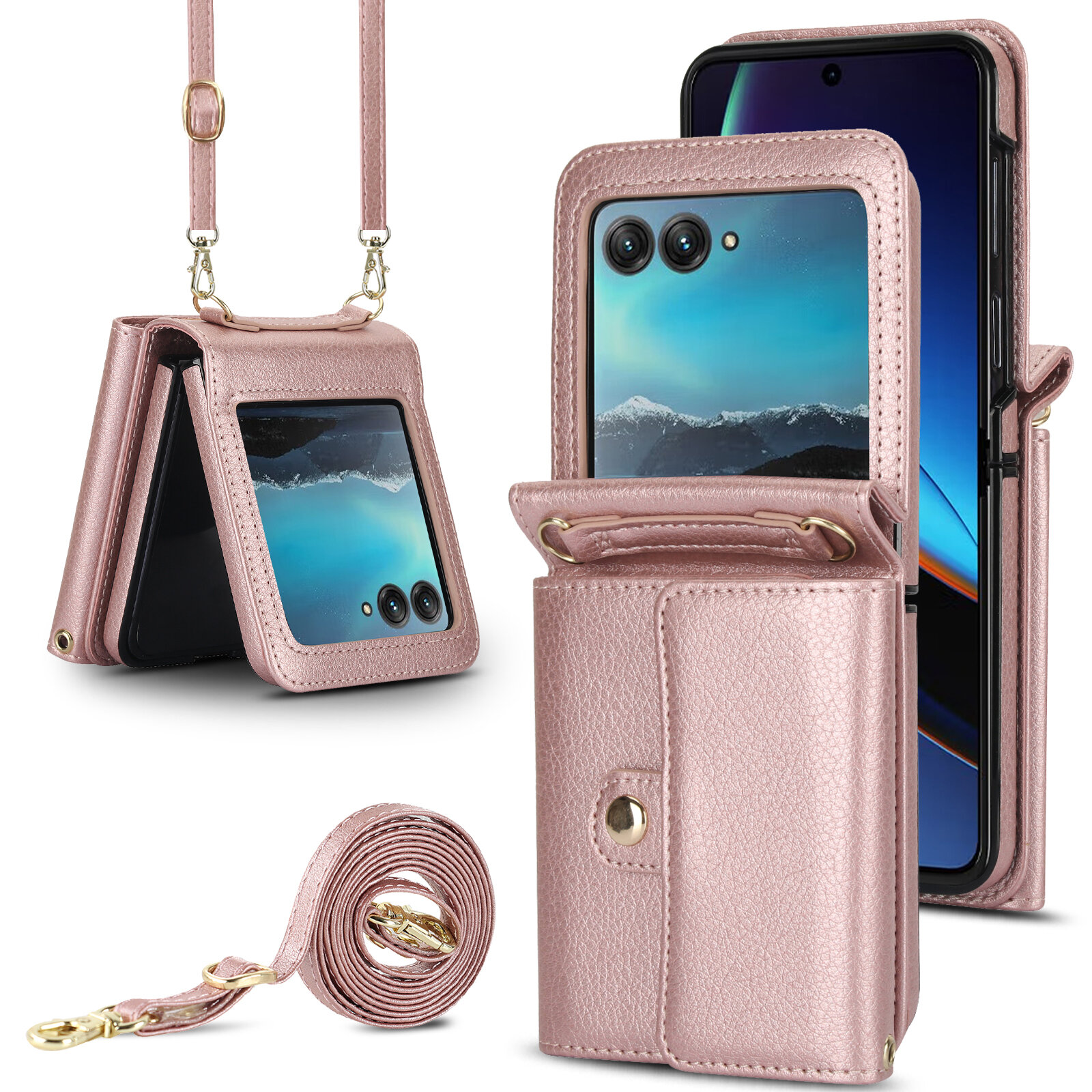 Подходит для Motorola Razr 50 Ultra / Моторола Разр 50 ультра Модный Чехлы для телефонов, Складной многофункциональный кожаный футляр, Разр 50 ультра, подставка, soft touch,360° Полная защита, резина