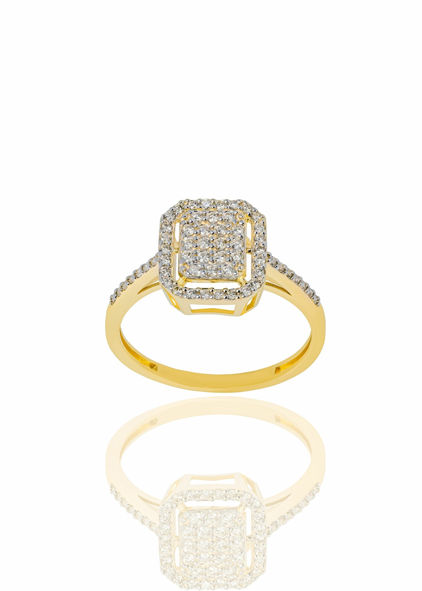 Кольцо помолвочное, обручальное, комбинированное, желтое золото, 585 проба, бриллиант