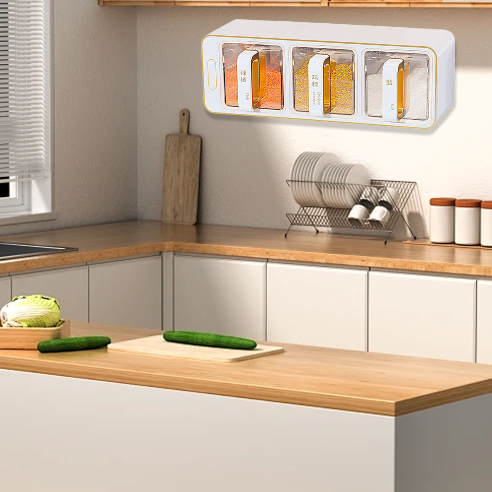 Настенный контейнер для специй с 3 отделениями, экономящий место, набор для хранения приправ