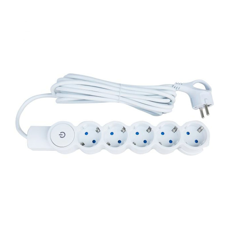 Удлинитель спутник 5 гнезд с заземлением с выключателем 4,5 м