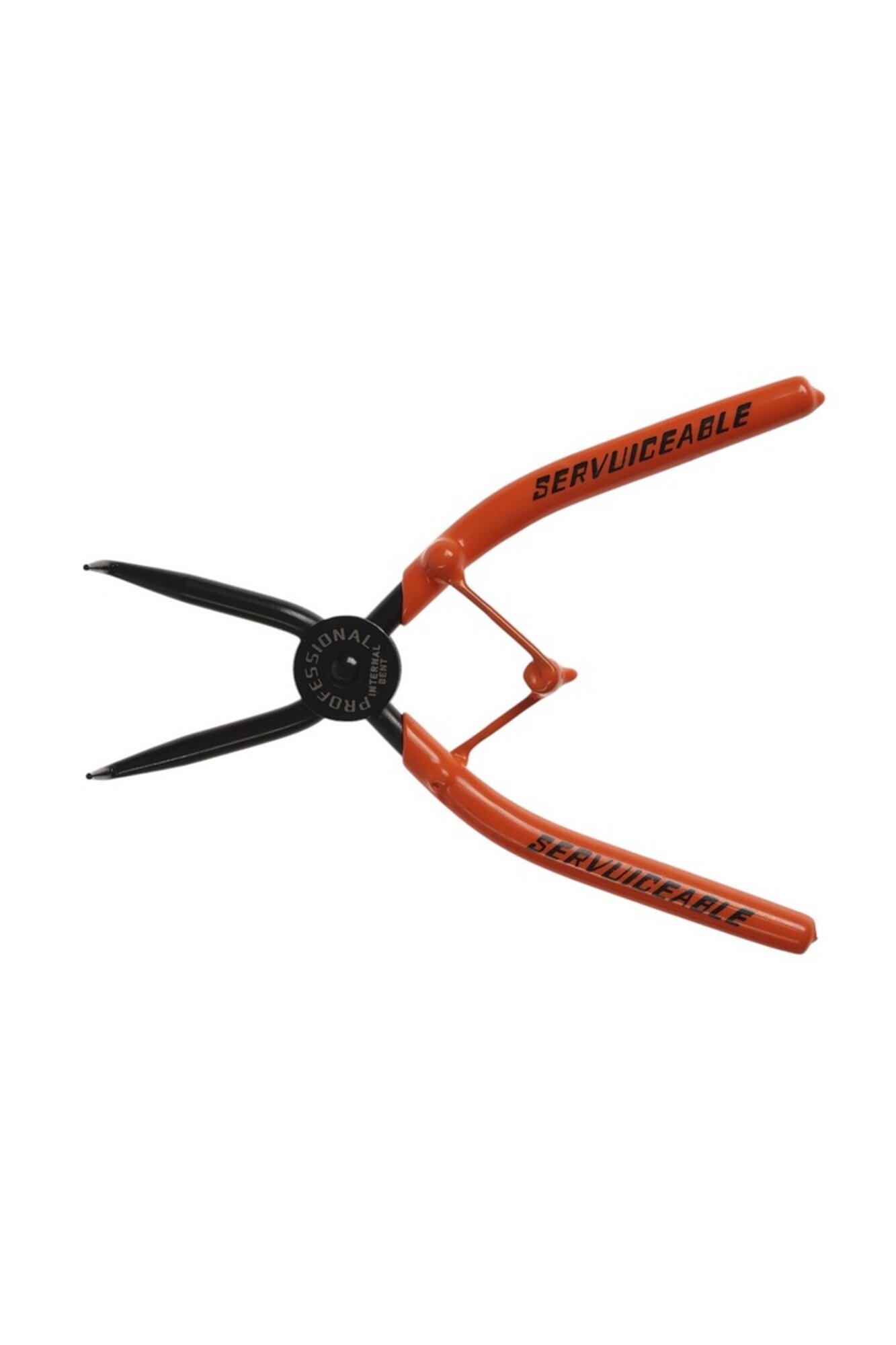 Съемник внутренних стопорных колец тундра, удлиненные изогнутые губки на сжим, 180 мм