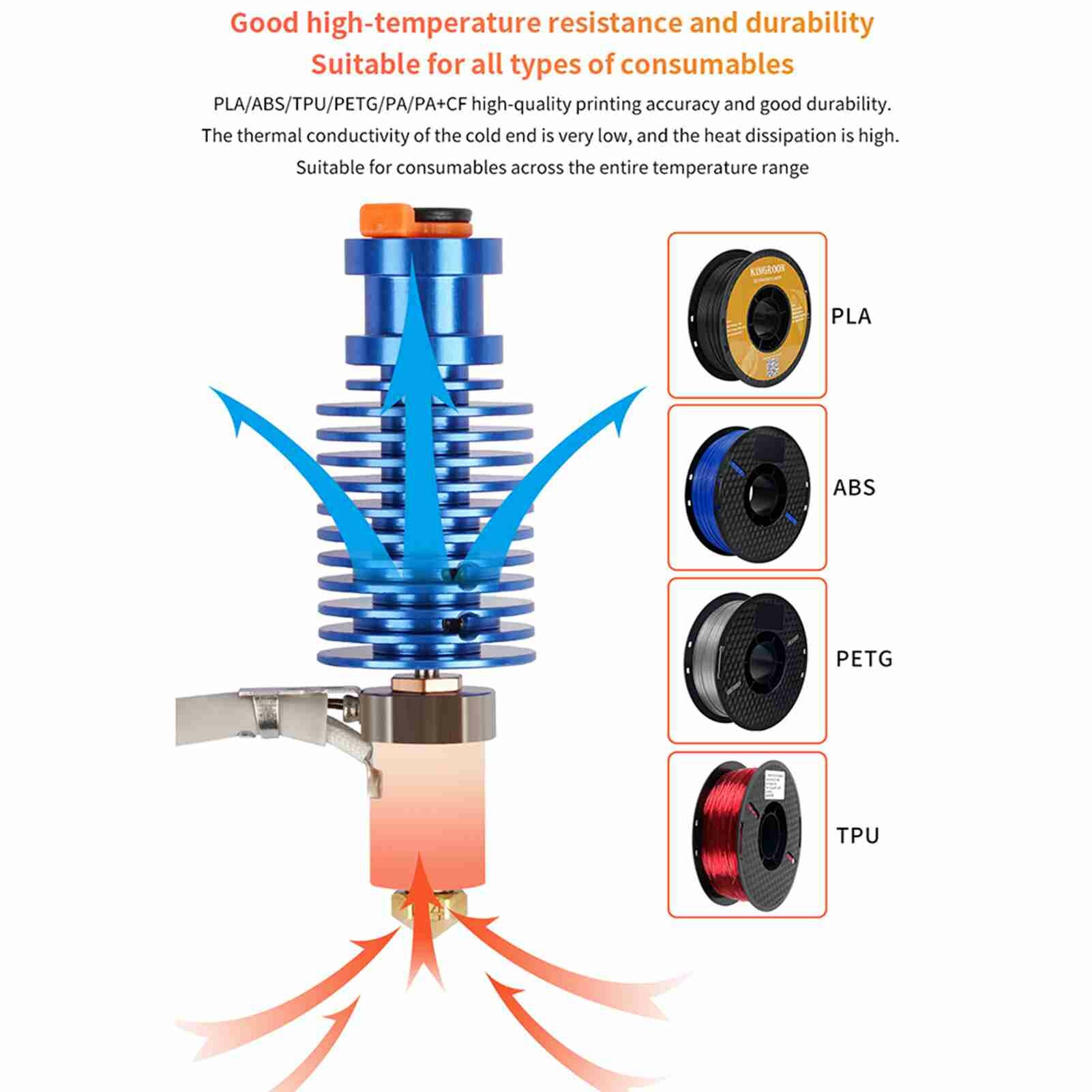 Комплект экструдера Hotend для 3D-принтера 24 В 60 Вт, устойчивый к высоким температурам, аксессуары для 3D-принтера, совместимые с VORO 2.4 для Prusa