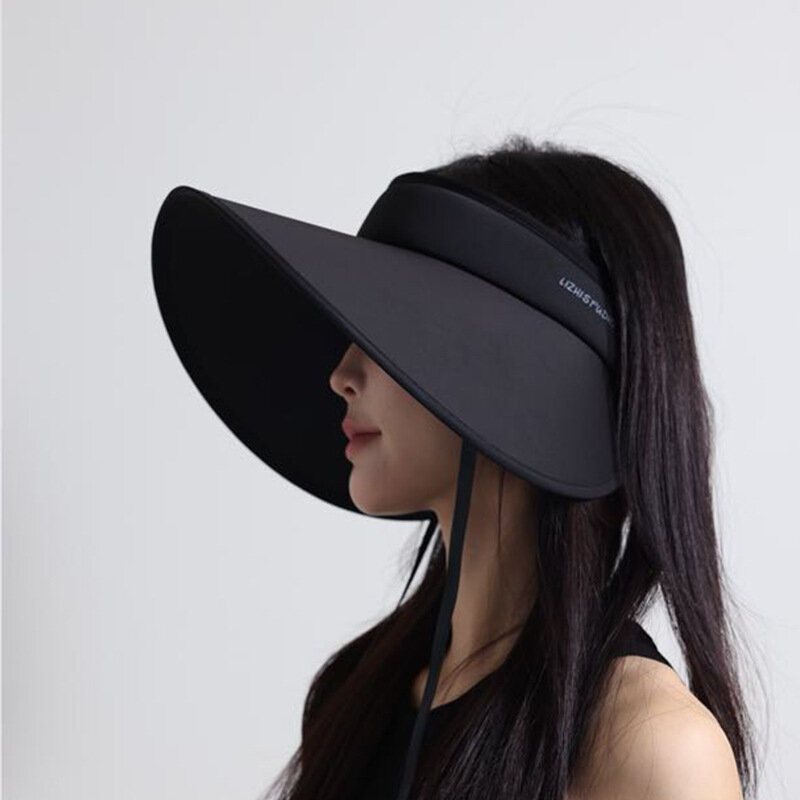 Шляпа C3781, женская, черный пустой цилиндр, летняя, из ледяного шелка, размер M