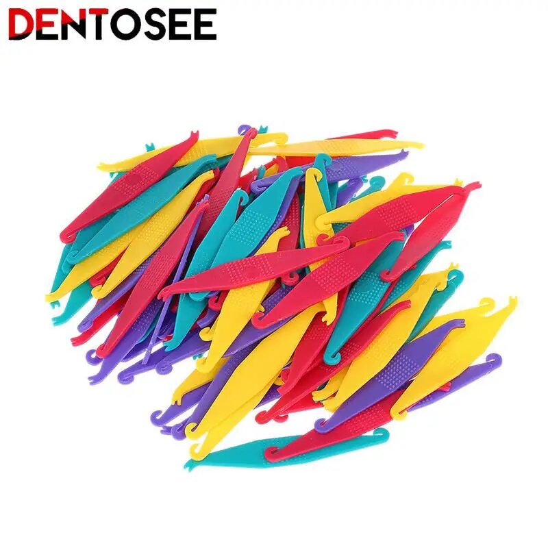 100 шт. одноразовые стоматологические ортодонтические эластичные россыпки ортодонтическая резинка крючок для брекетов разные цвета