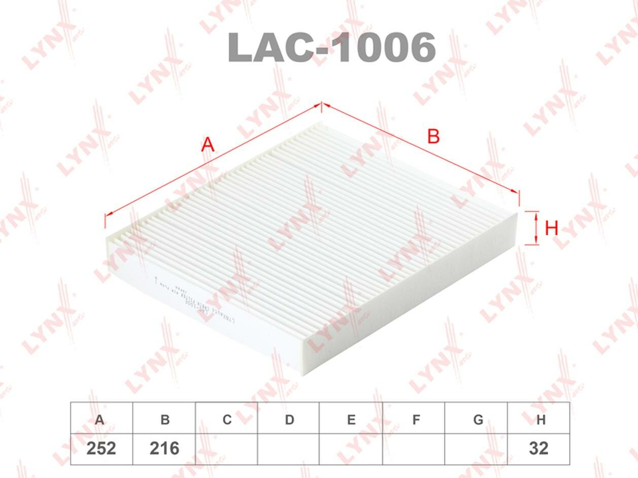 Lynx фильтр салонный skoda fabia i-ii 99- / roomster 07-, vw polo 01- / polo sedan 10-, mercedes-benz g(w lac1006