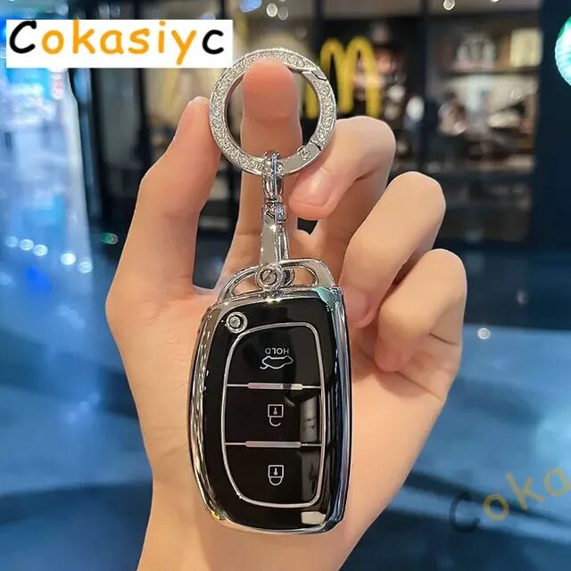 Брелок-брелок 3-кнопочный чехол из ТПУ для автомобильного смарт-ключа для Hyundai Tucson Santa Fe Rena Sonata Elantra Creta Ix35 Ix45 I10 I30 I40 Black Set