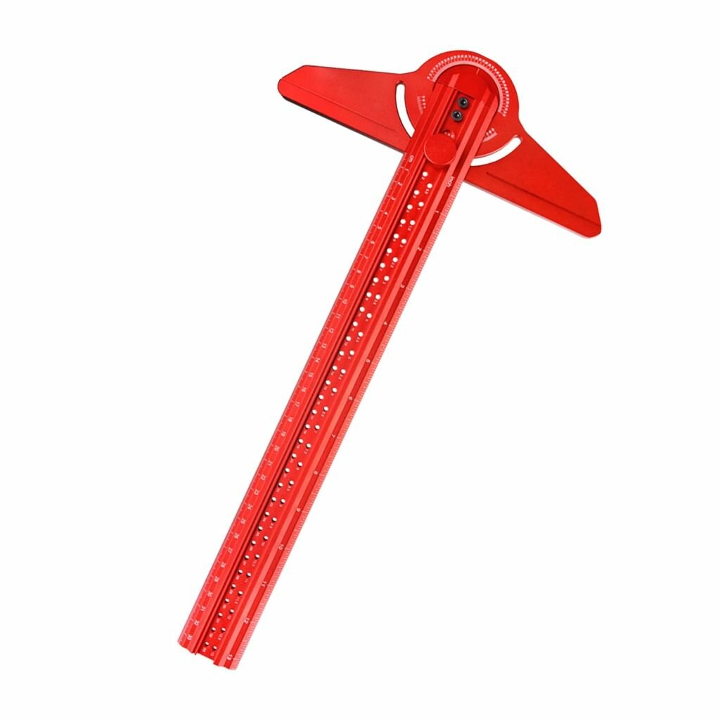 Транспортир, Линейка для разметки древесины, угловая линейка - красная, 1 шт.
