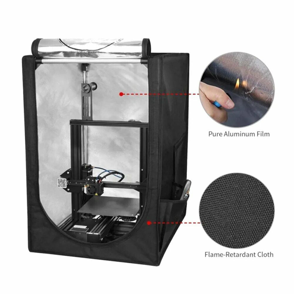 Корпус для 3D-принтера, огнестойкий, черная ткань Оксфорд, 700х750х900мм