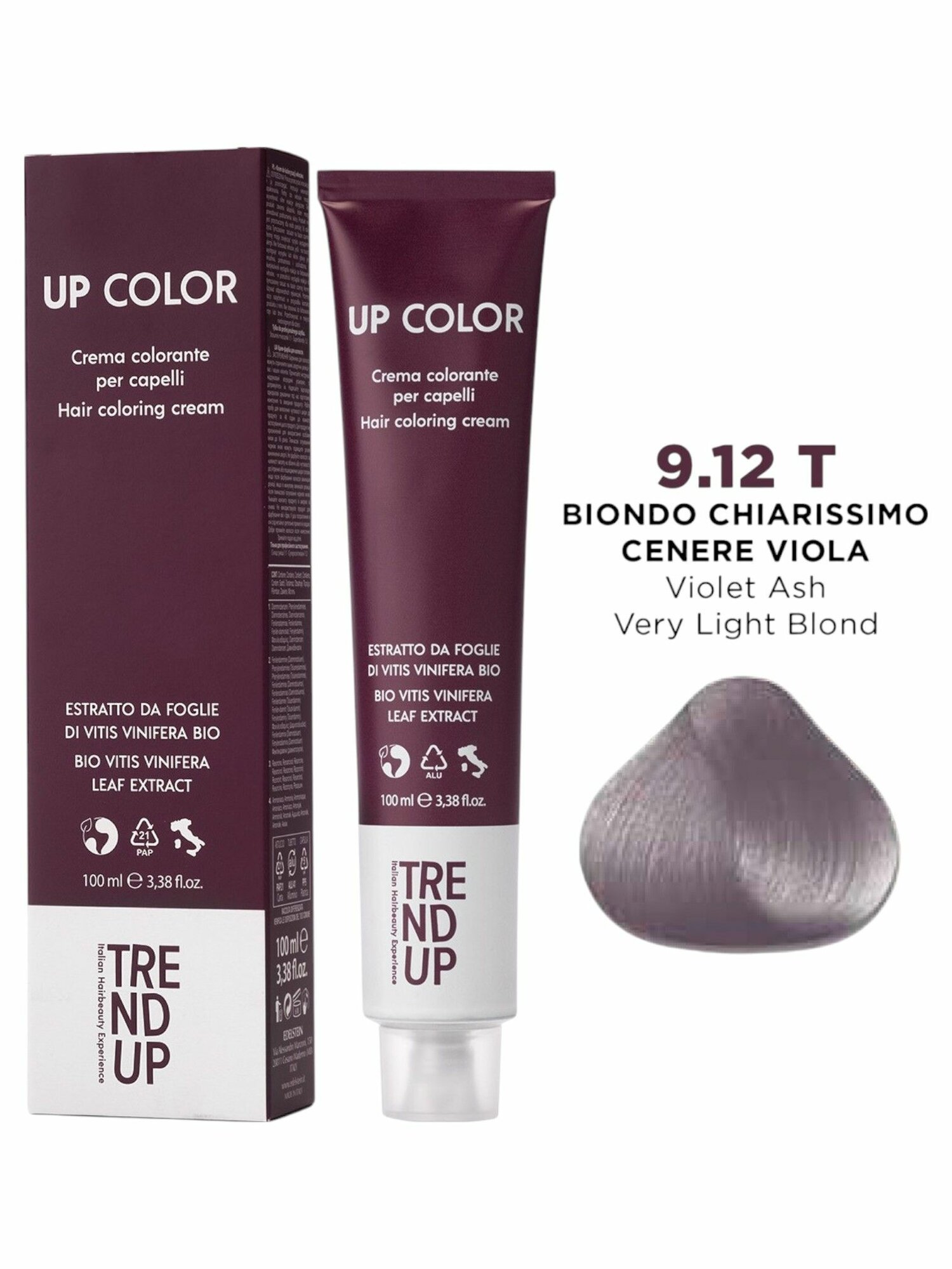 Краска для волос, Тонер, 9.12T Очень светлый блондин пепельно-фиолетовый, Профессиональная, TREND UP UP COLOR, 100 мл
