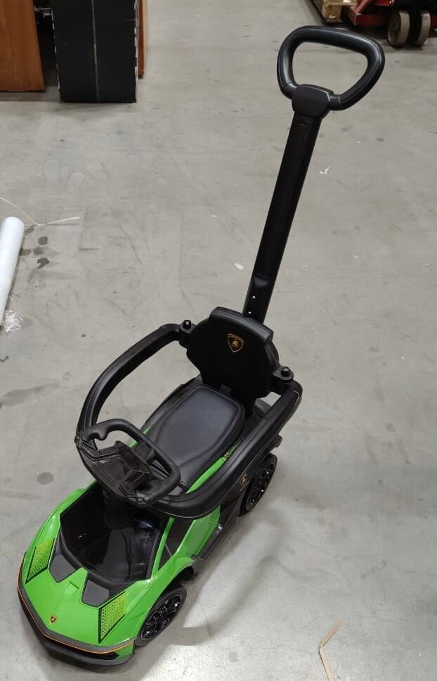 Babycare, Каталка детская Lamborghini кожаное сиденье, резиновые колёса (с родительской ручкой)