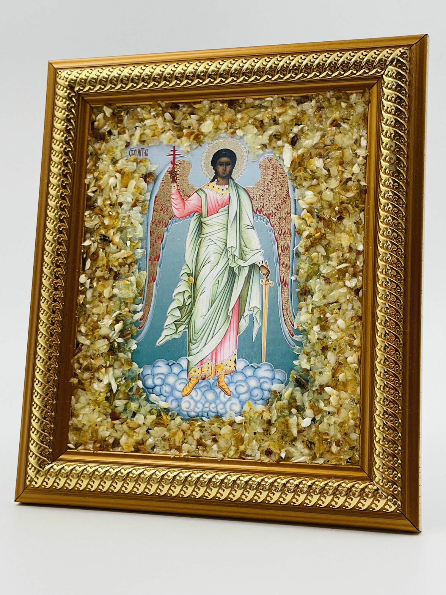 Икона с янтарем - Ангел Хранитель