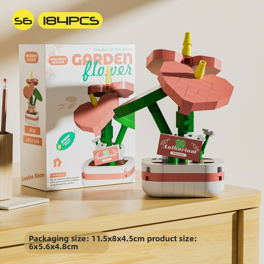 Compatible sunflower artistic building set with abs plastic blocks for home decor and learning red heart