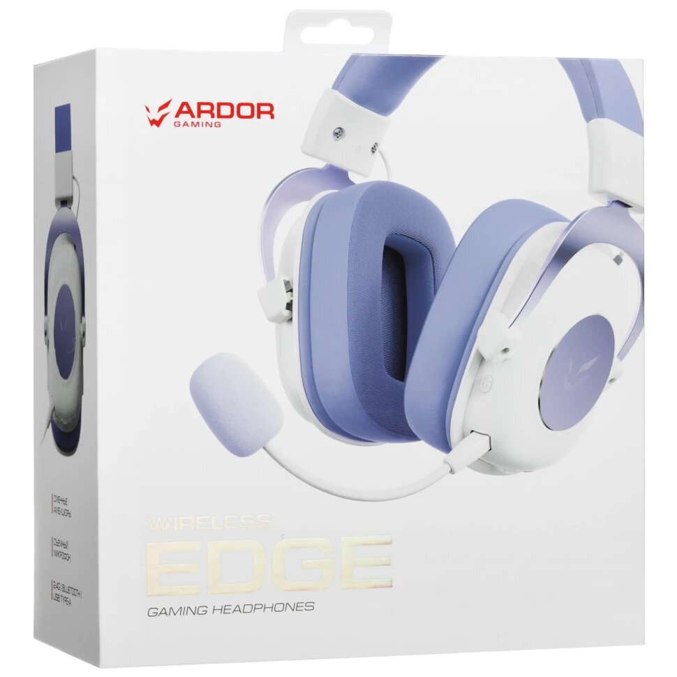 Беспроводные/проводные наушники ARDOR GAMING Edge Wireless, 7.1 Virtual, for PS5, Xbox Series X|S, фиолетовый