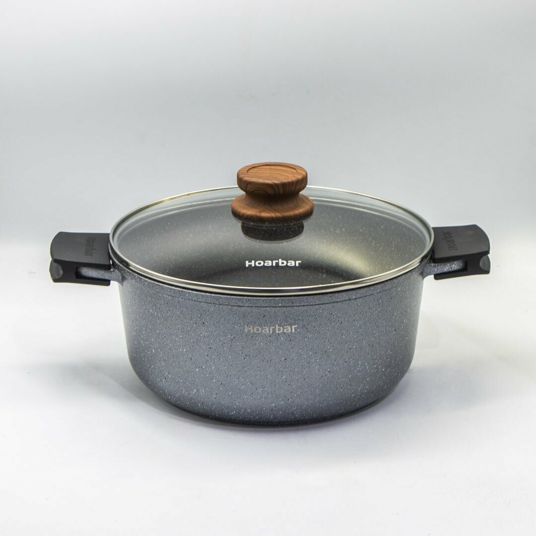 Кастрюля Hoarbar Casserole 24CM A0324A с крышкой, жаропрочная, алюминий, 4 литра, антипригарное покрытие